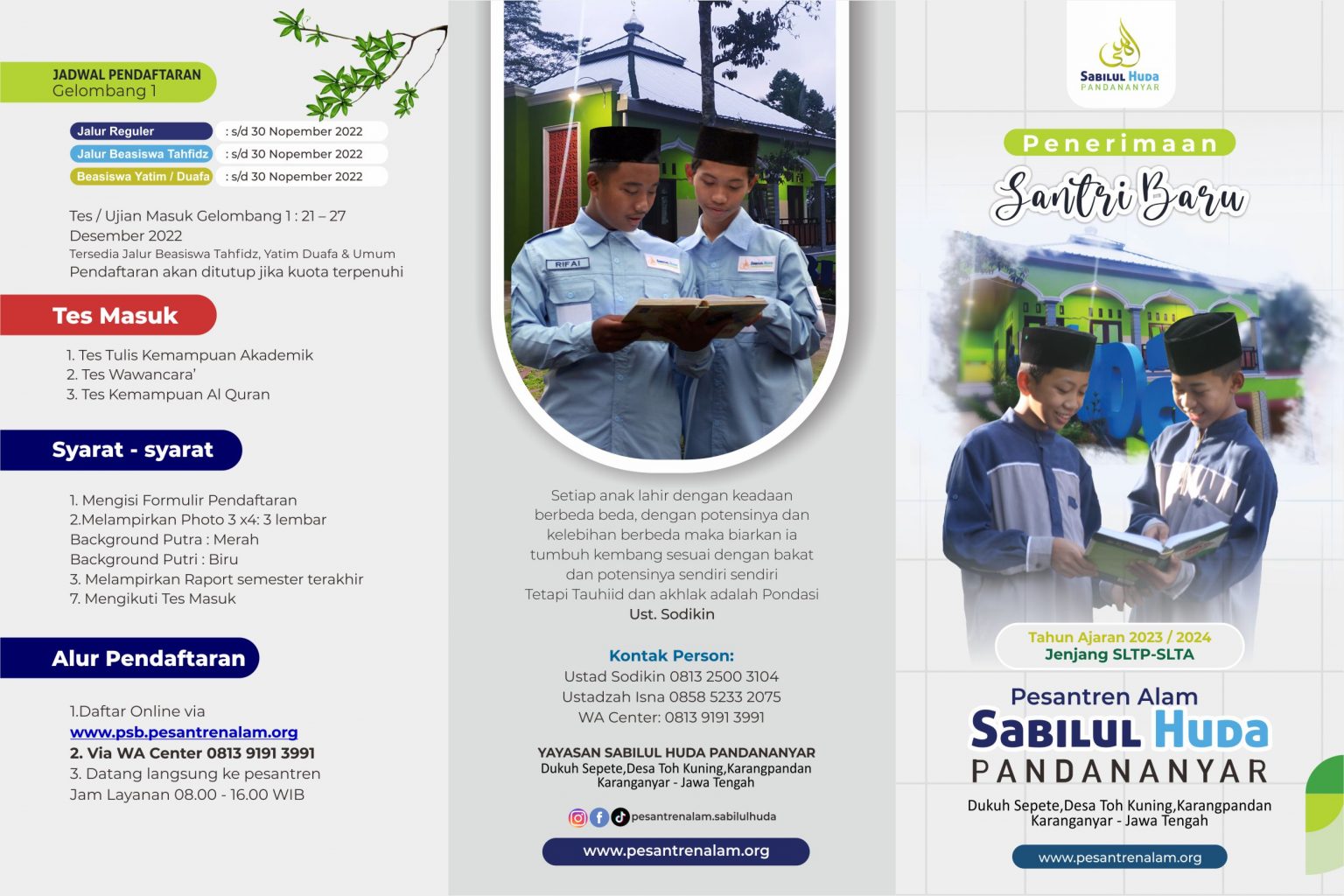 Brosur PSB 2023 · Pesantren Alam Sabilul Huda